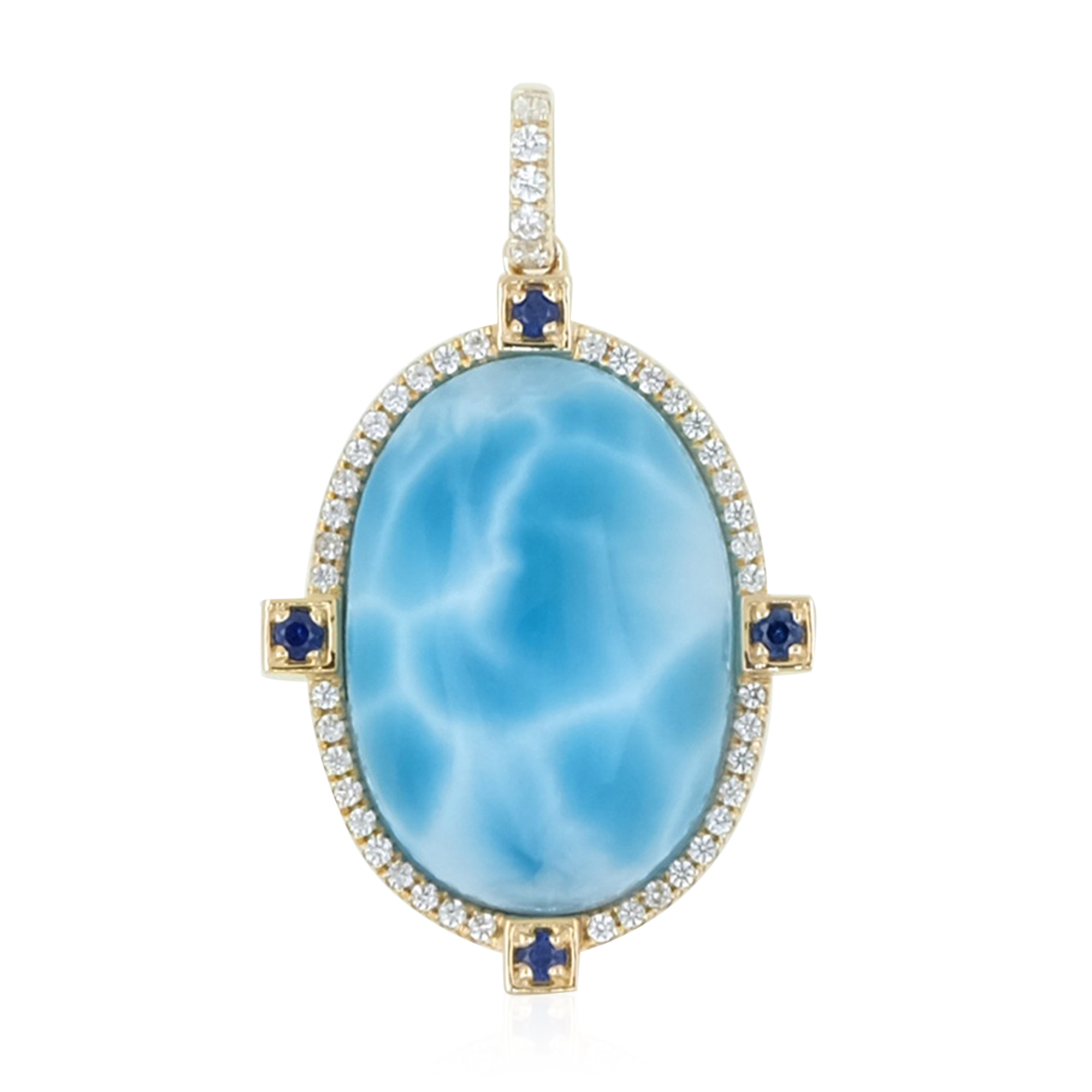 Larimar gouden hanger, Dominicaans, 19.58ct