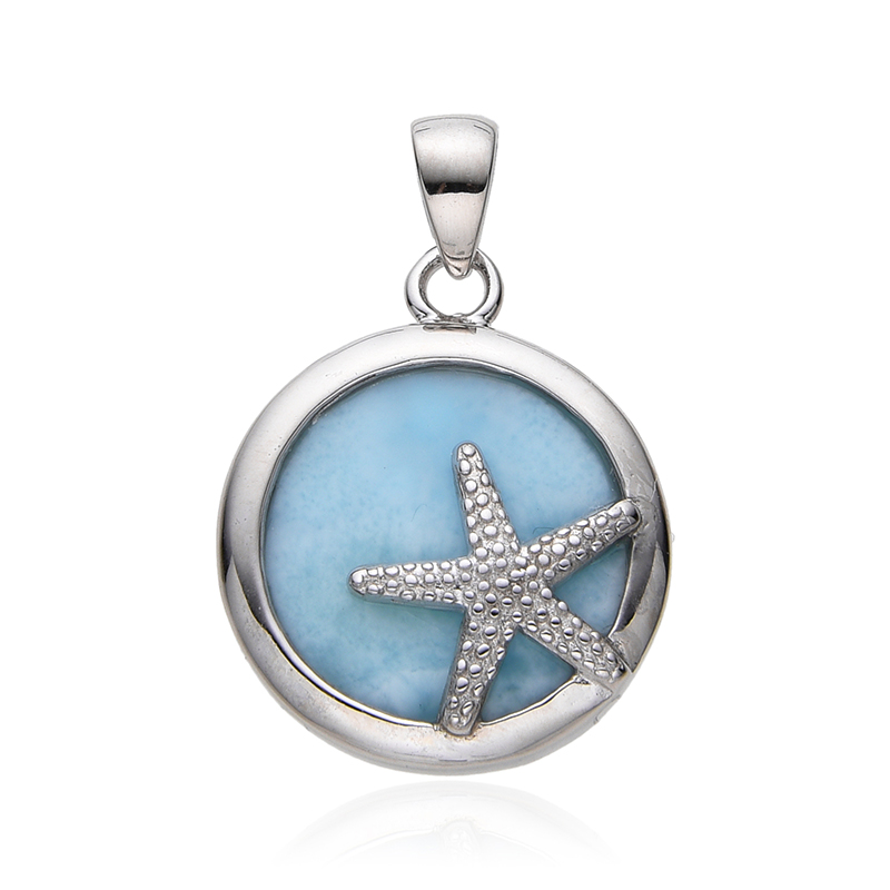 Dominikanischer Anhänger aus 9-karätigem Larimar-Sterlingsilber ...