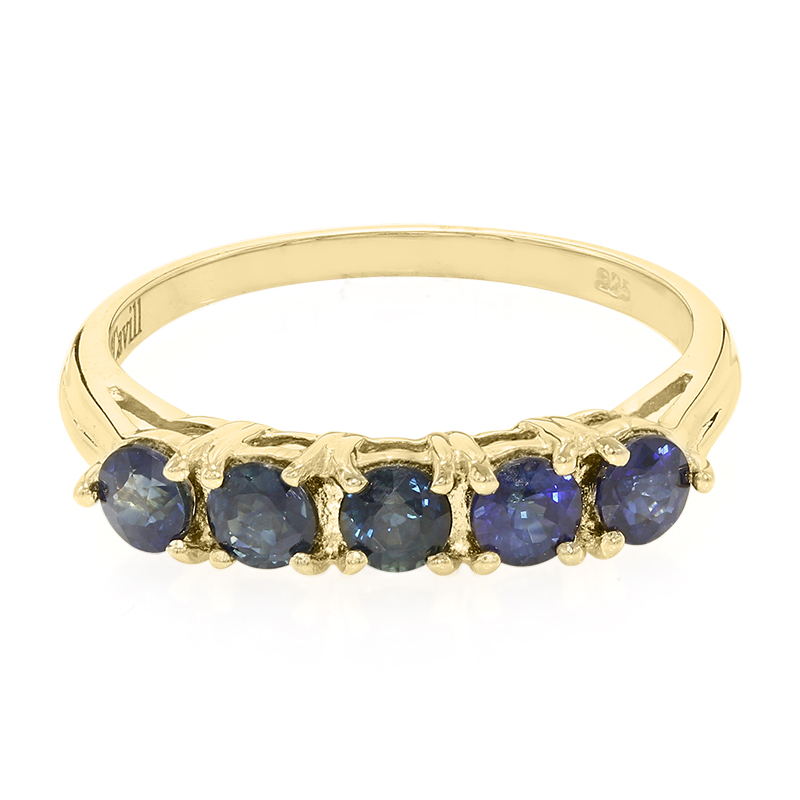 Myanmar Blauwe Saffier Verguld zilveren ring, 0,74 ct