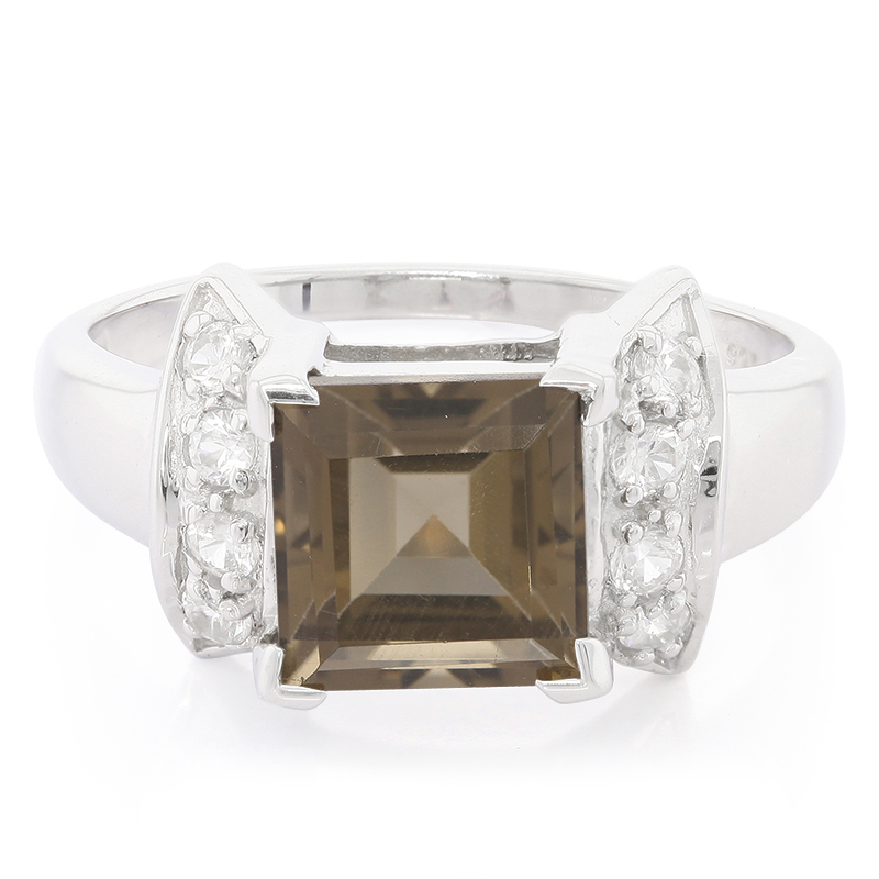 Braziliaanse Rookkwarts 925 zilveren ring, 1.92ct