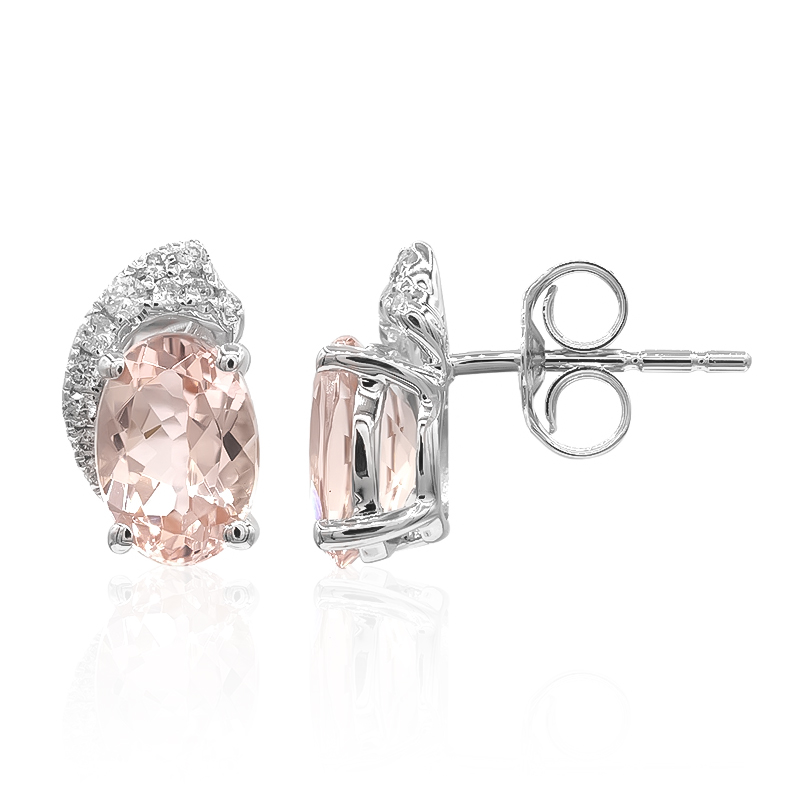 Pendientes Mozambique Morganita Oro Blanco 10K, 1.27ct