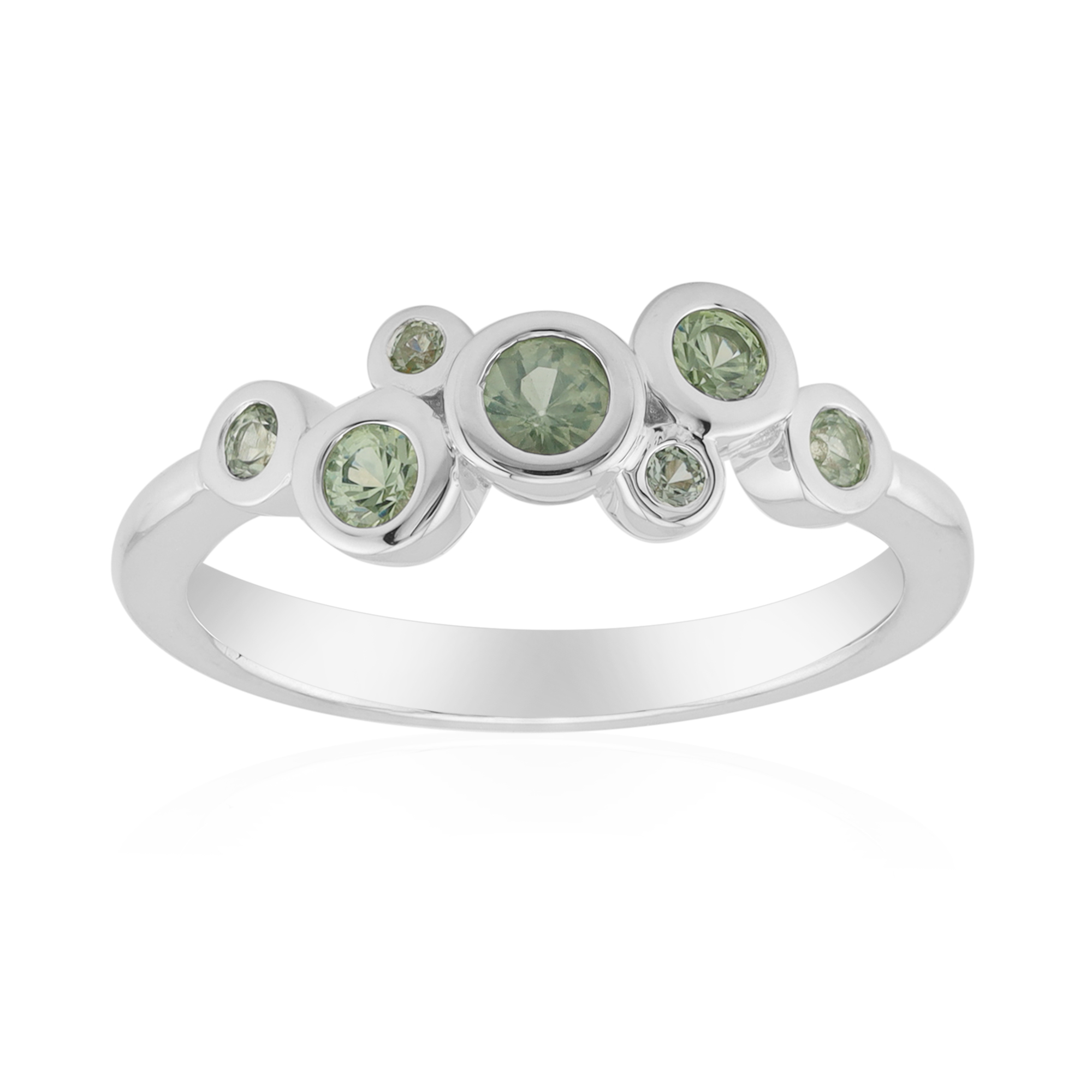 Groene Tuléar Saffier Zilveren Ring