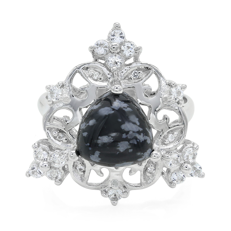 Snowflake Obsidian Silver Ring, USA 2.26ct