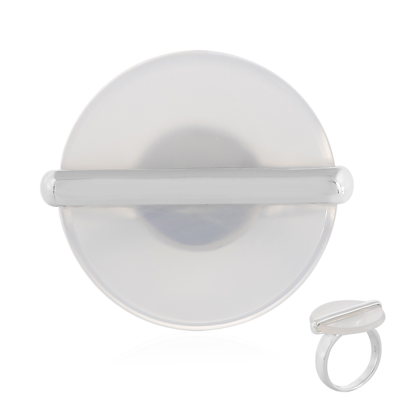 Braziliaanse Witte Agaat 9.5ct Sterling Zilveren Ring