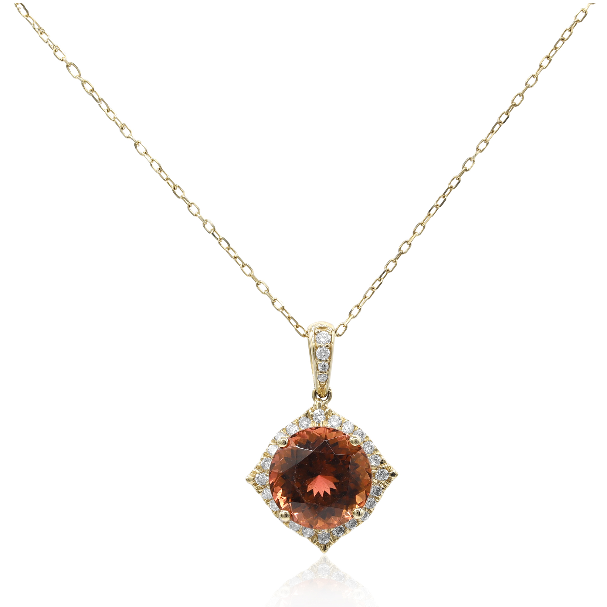 Neon Turmalin Diamant Gold Halskette, 3,22ct