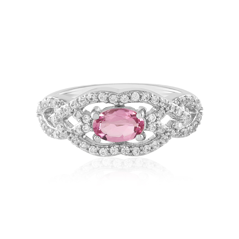 Nigerian Pink Tourmaline & Zircon Silver Ring, 0.376 ct