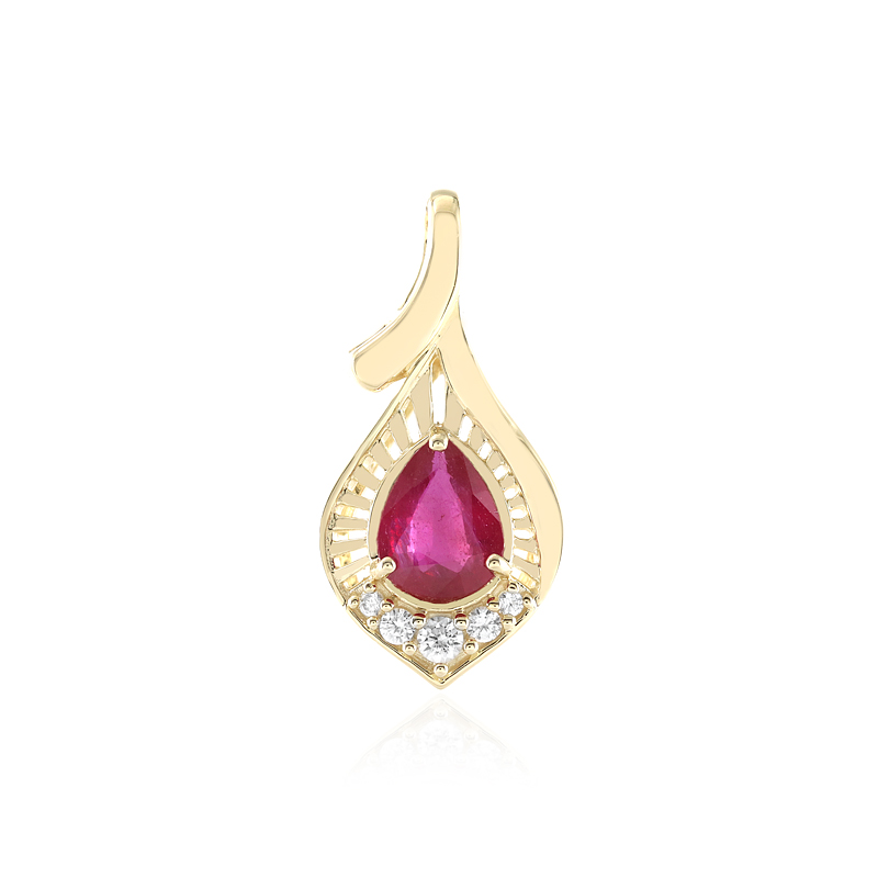 Gouden hanger met een Bemainty robijn-8887UR | Juwelo sieraden