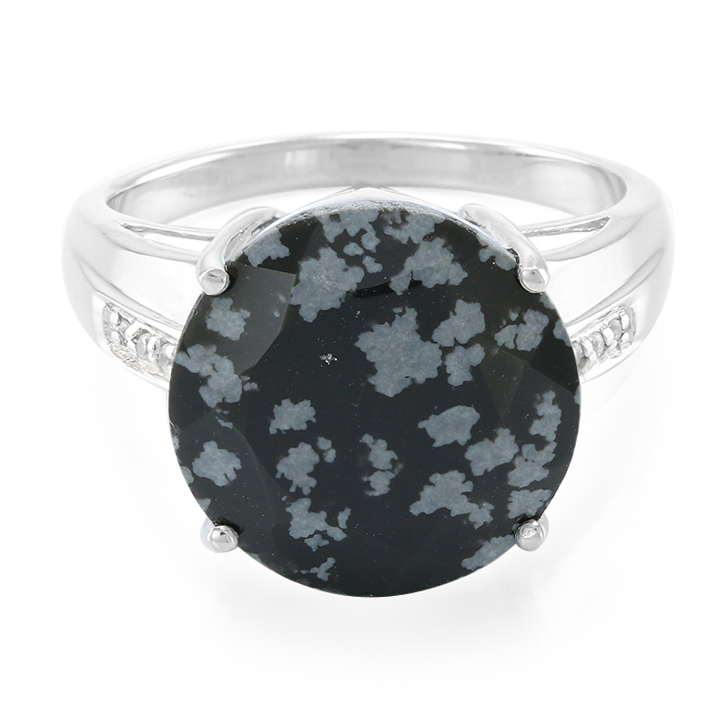 Snowflake Obsidian Sterling Silver Ring, USA 6.46ct