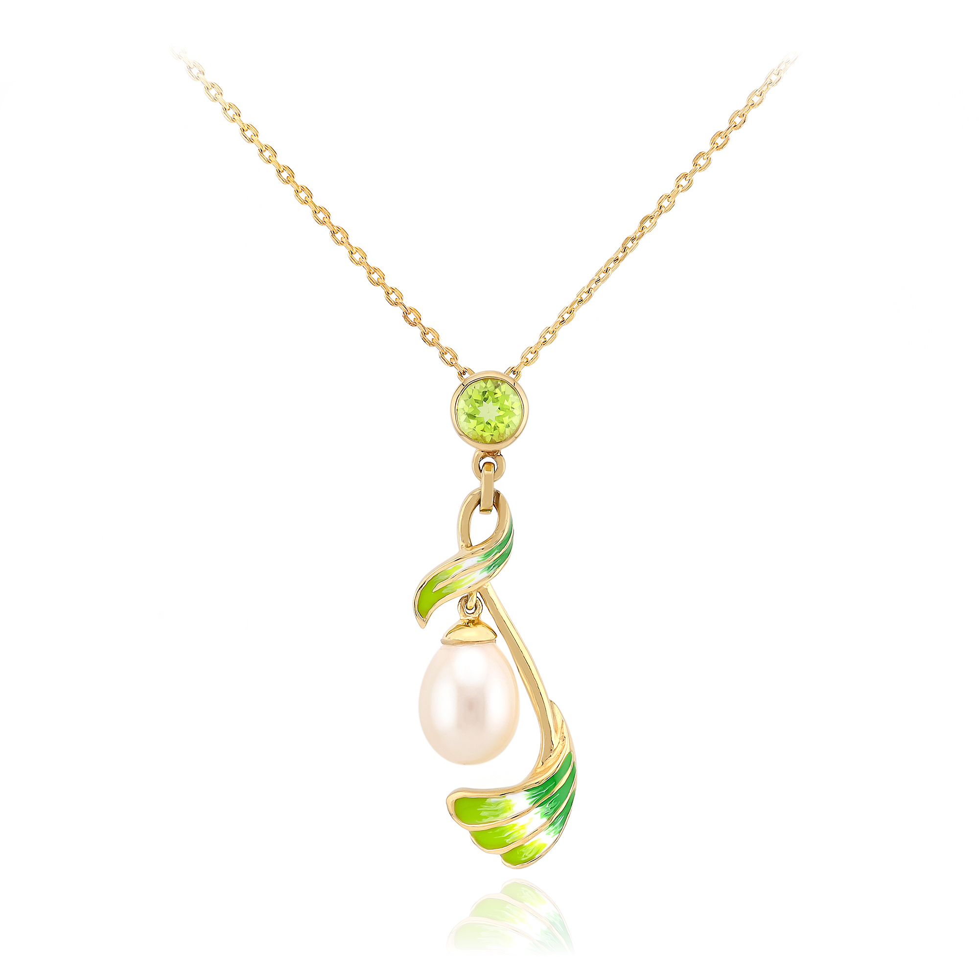 Perle Peridot Vergoldetes Silber Collier