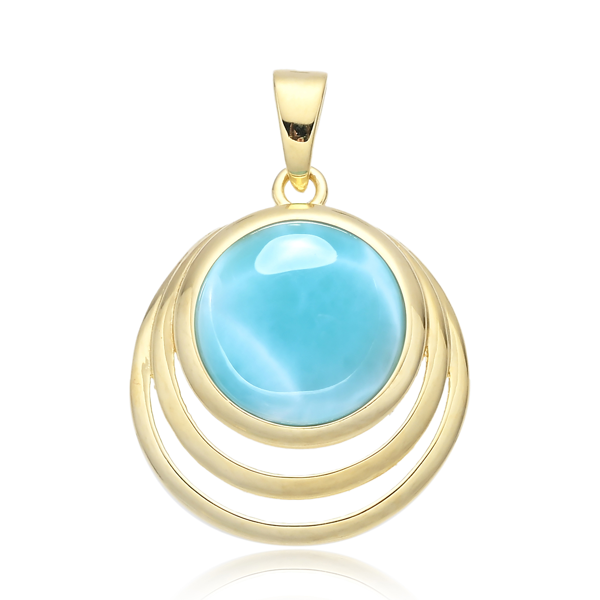 Dominicaanse Larimar Verguld Zilveren Hanger